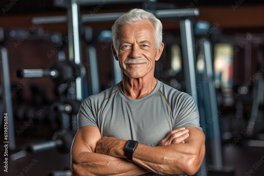 Portrait of a fit male senior citizen, displaying strength and an ...