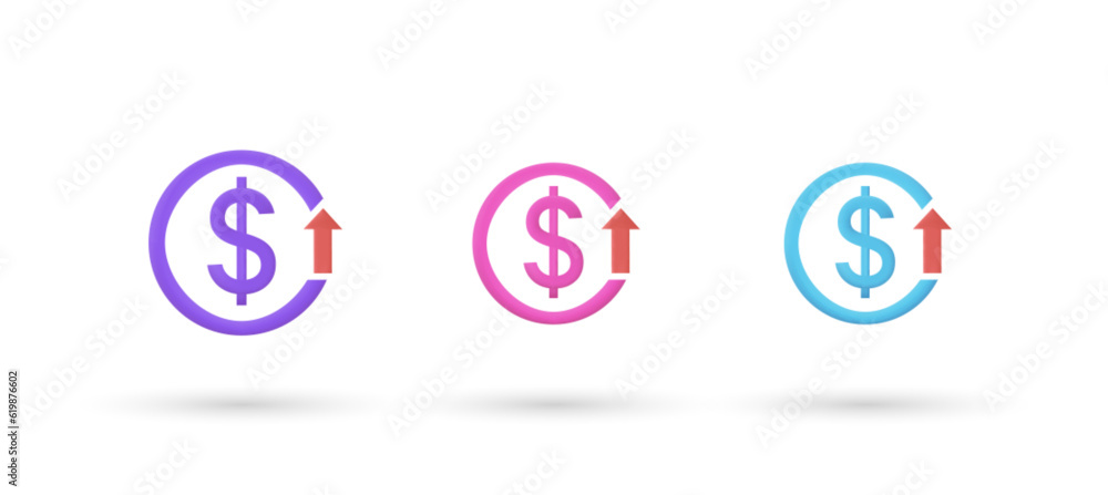 3d editable illustration high price icon purple, pink and blue, 3d ...