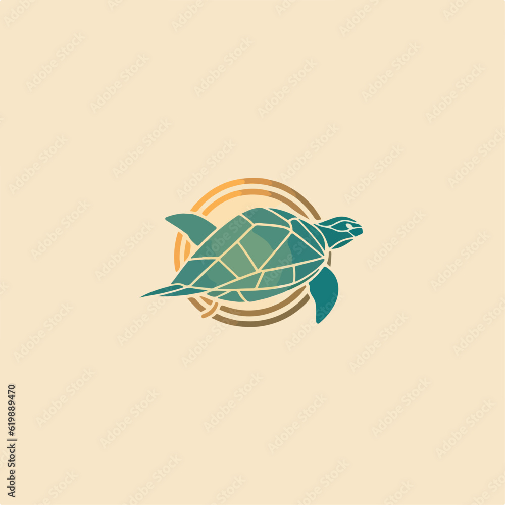 Vector silhouette of a turtle isolated. 2d vector flat illustration in ...