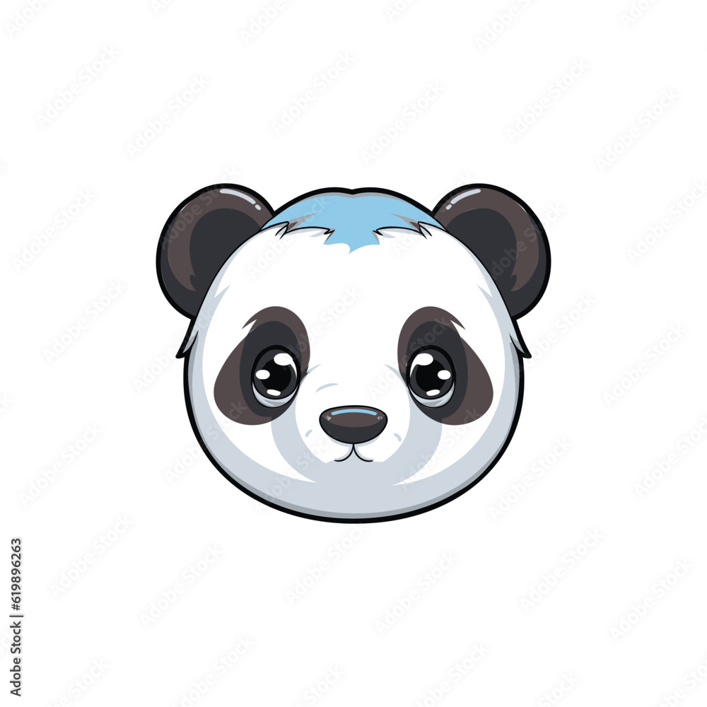 Cute sad Panda face kawaii face vector illustration, vector stock image ...