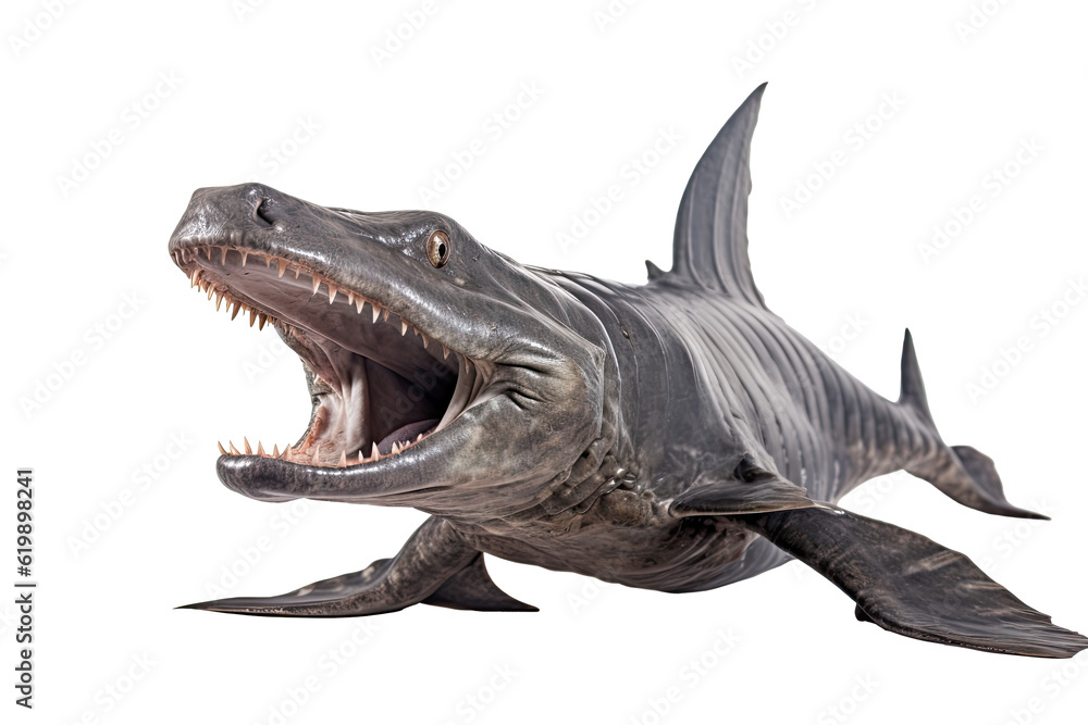 Poster Frilled shark Chlamydoselachus anguineus on transparent ...