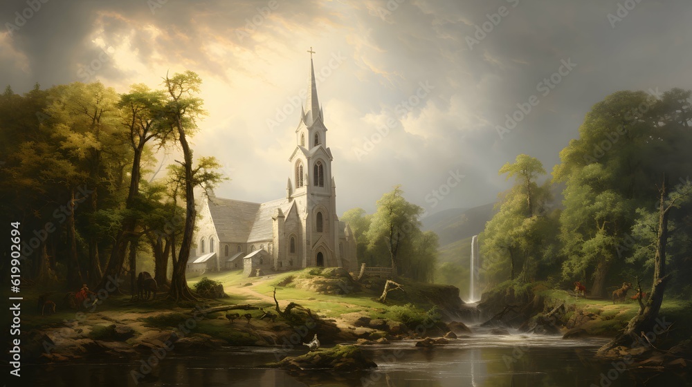 Christian church background design illustration, Jesus Christ ...