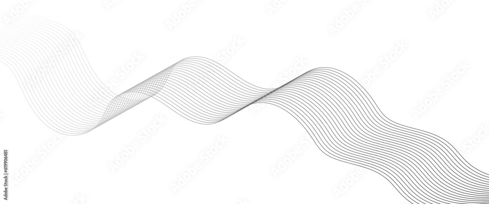 Abstract black wave lines on transparent background. Technology, data ...