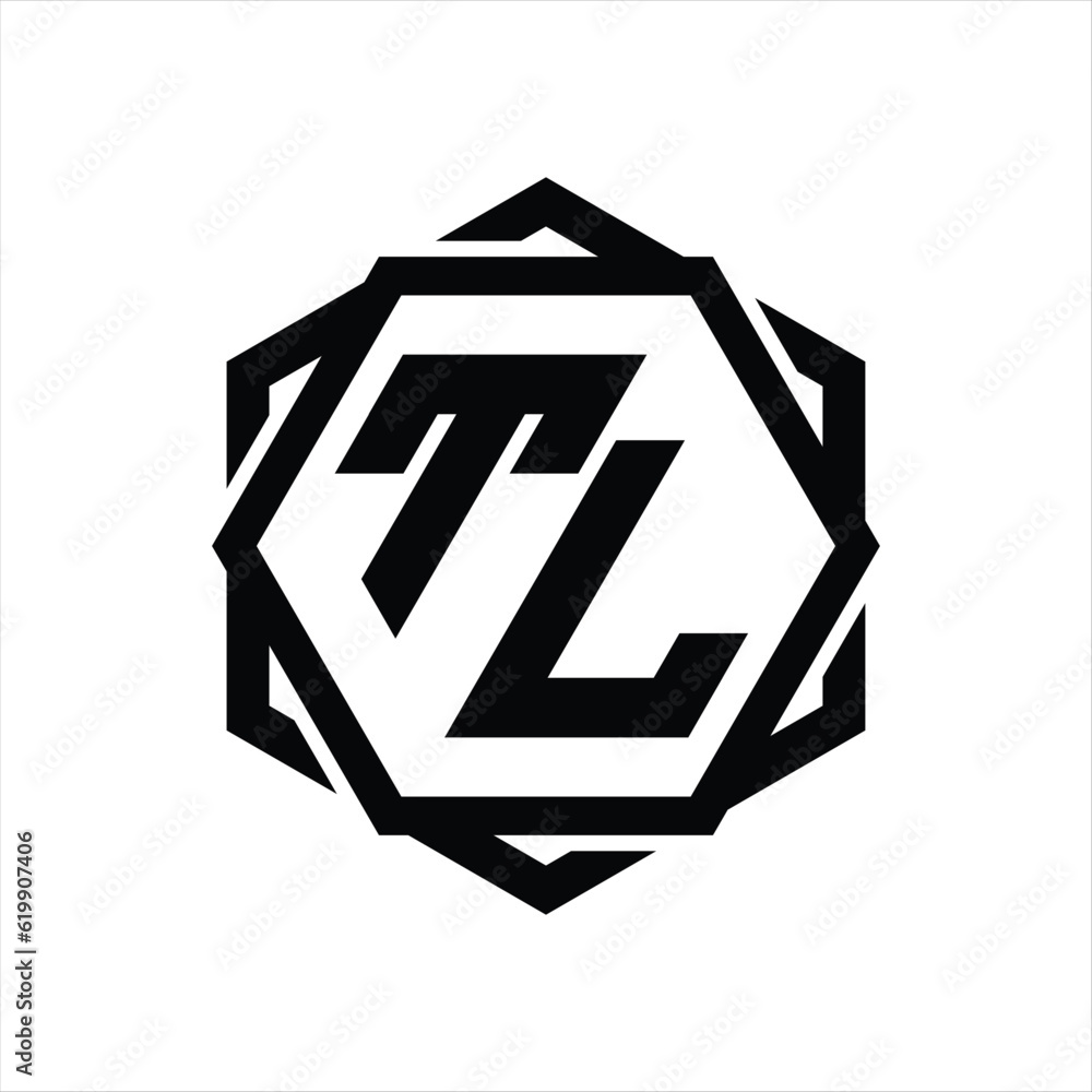 TL Logo monogram hexagon shape with geometric abstract outline design ...