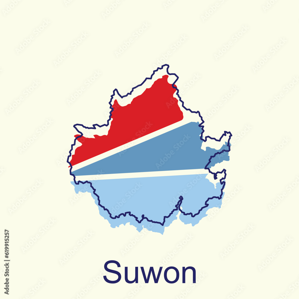 Suwon map vector illustration on white background, detailed map of ...
