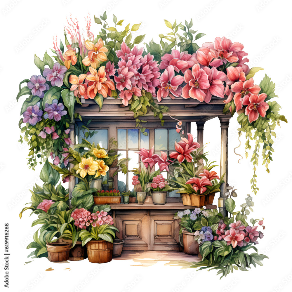 Flower garden, clipart on a transparent background Stock Illustration ...