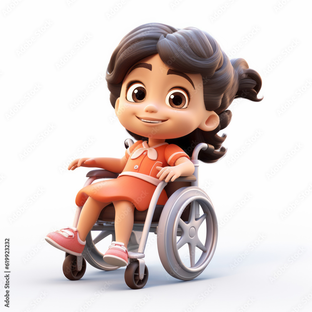 Charming and cheerful disabled Indian girl in a wheelchair ...
