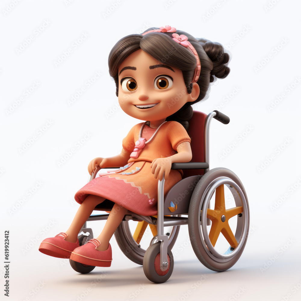 Charming and cheerful disabled Indian girl in a wheelchair ...