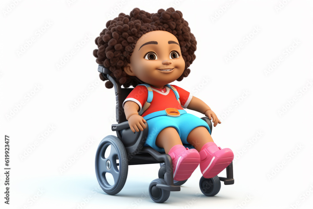 Smiling disabled African American girl in a wheelchair, exemplifying ...