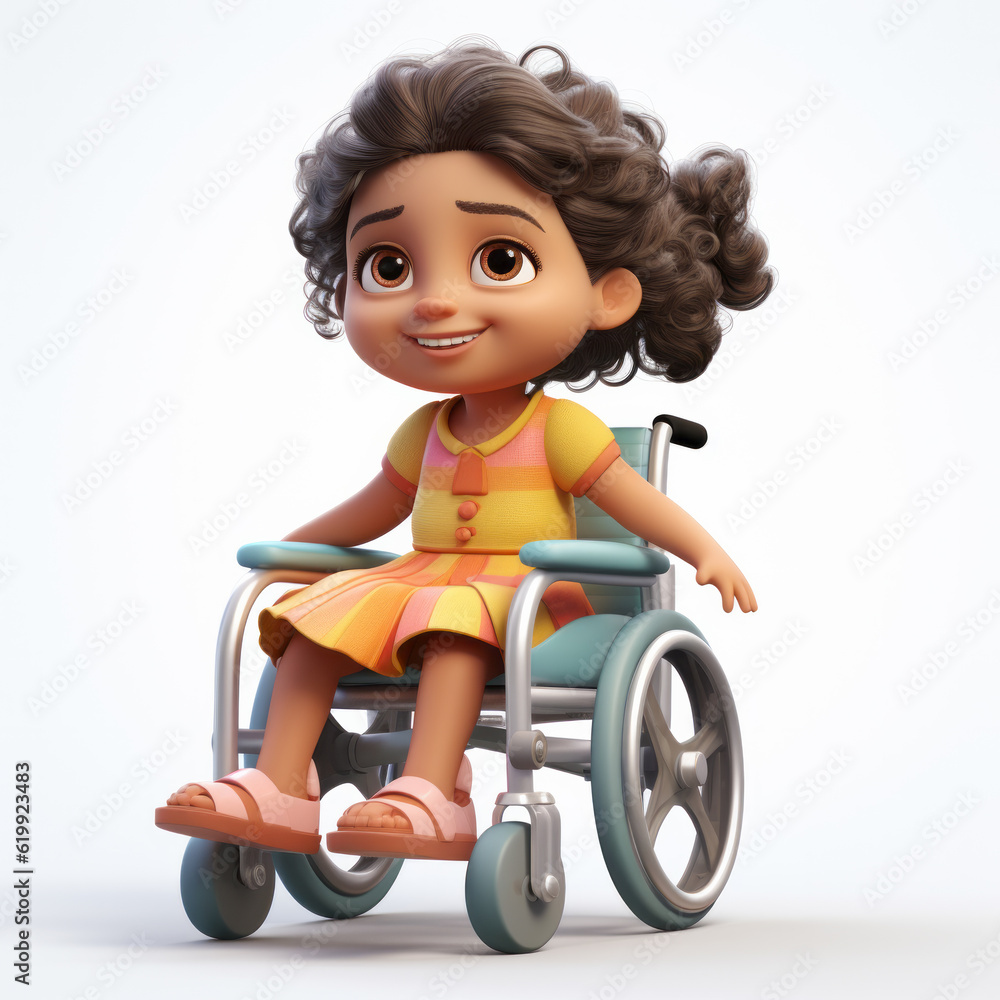 Charming and cheerful disabled Indian girl in a wheelchair ...