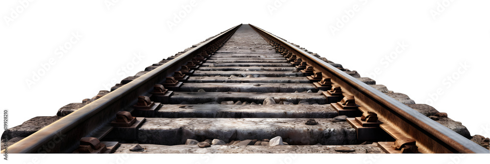 Railway tracks or railroad lines on transparent background isolated on ...