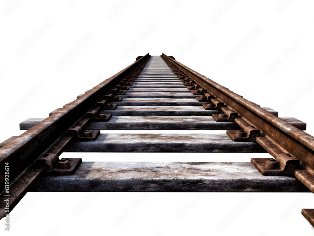 Railway tracks or railroad lines isolated on transparent background ...