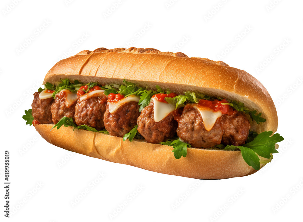 Meatball Sandwich on transparent background. Generative AI. Stock ...