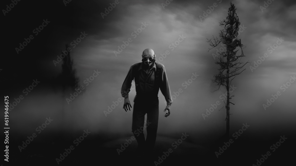 scary monster man. Horror. Halloween 3d render background Stock ...