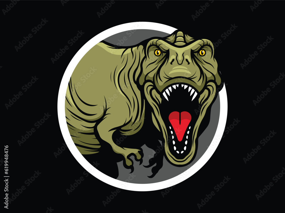 T-rex insignia. Tyrannosaurus rex mascot emblem. Vector illustration ...