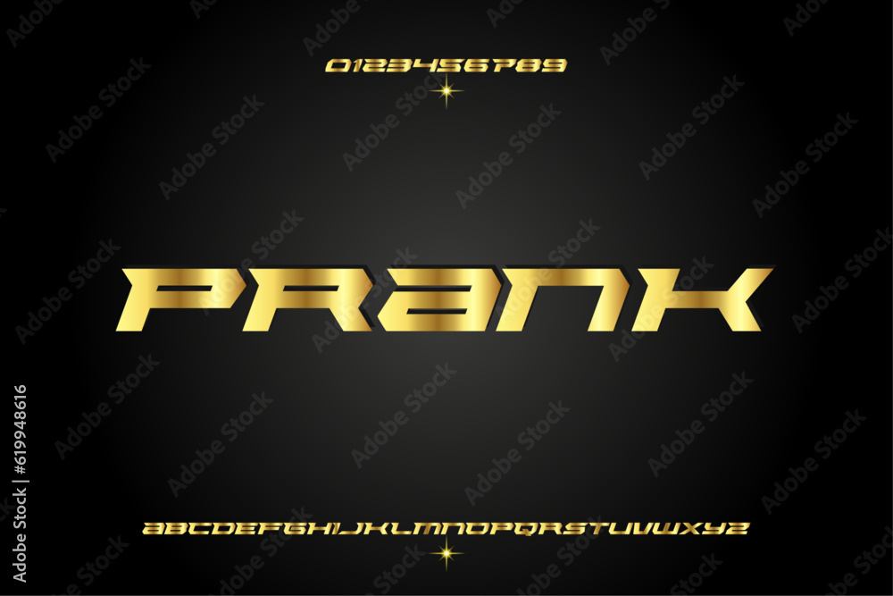 PRANK, Elegant golden alphabet letters font set. Classic Custom gold ...