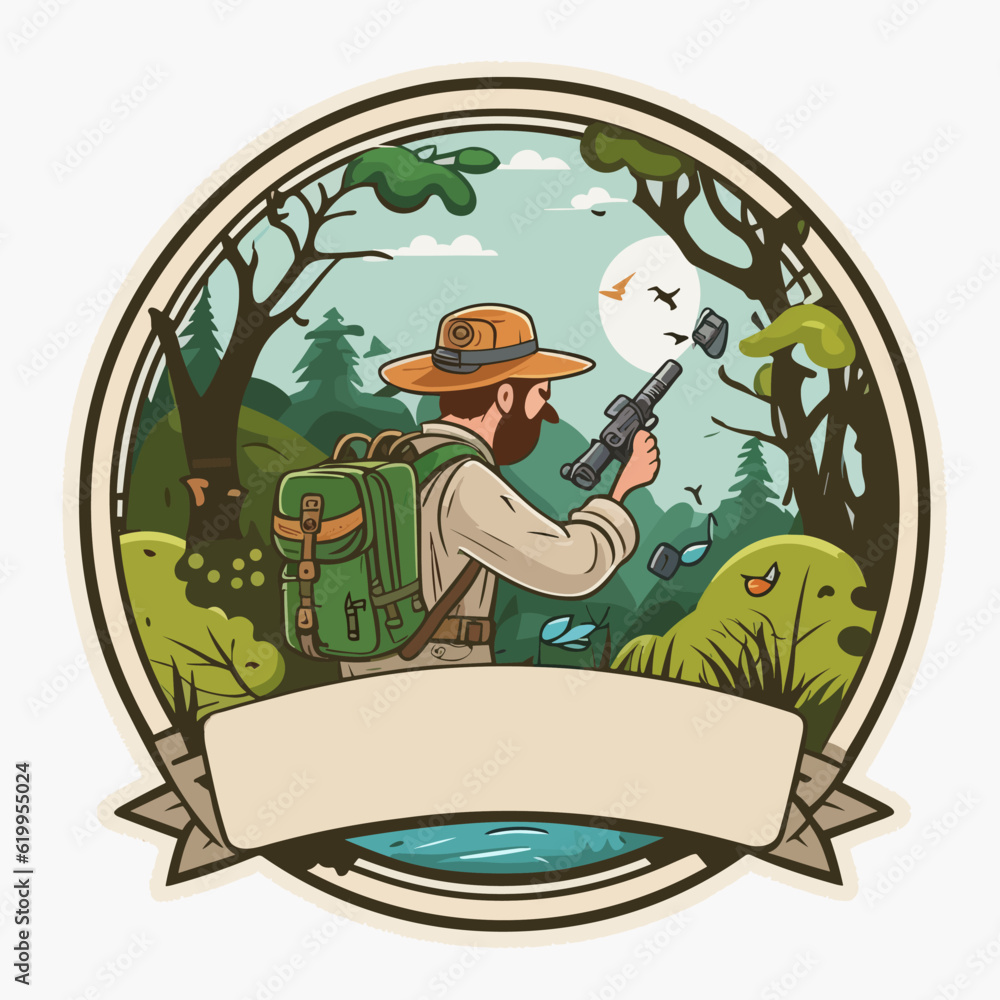 Travelling through the forest. A trip to the countryside. Cartoon ...