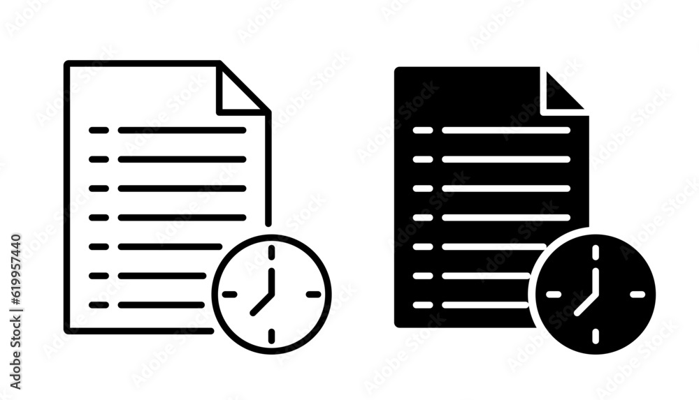 waiting list icon set. pending delivery note vector symbol with paper ...