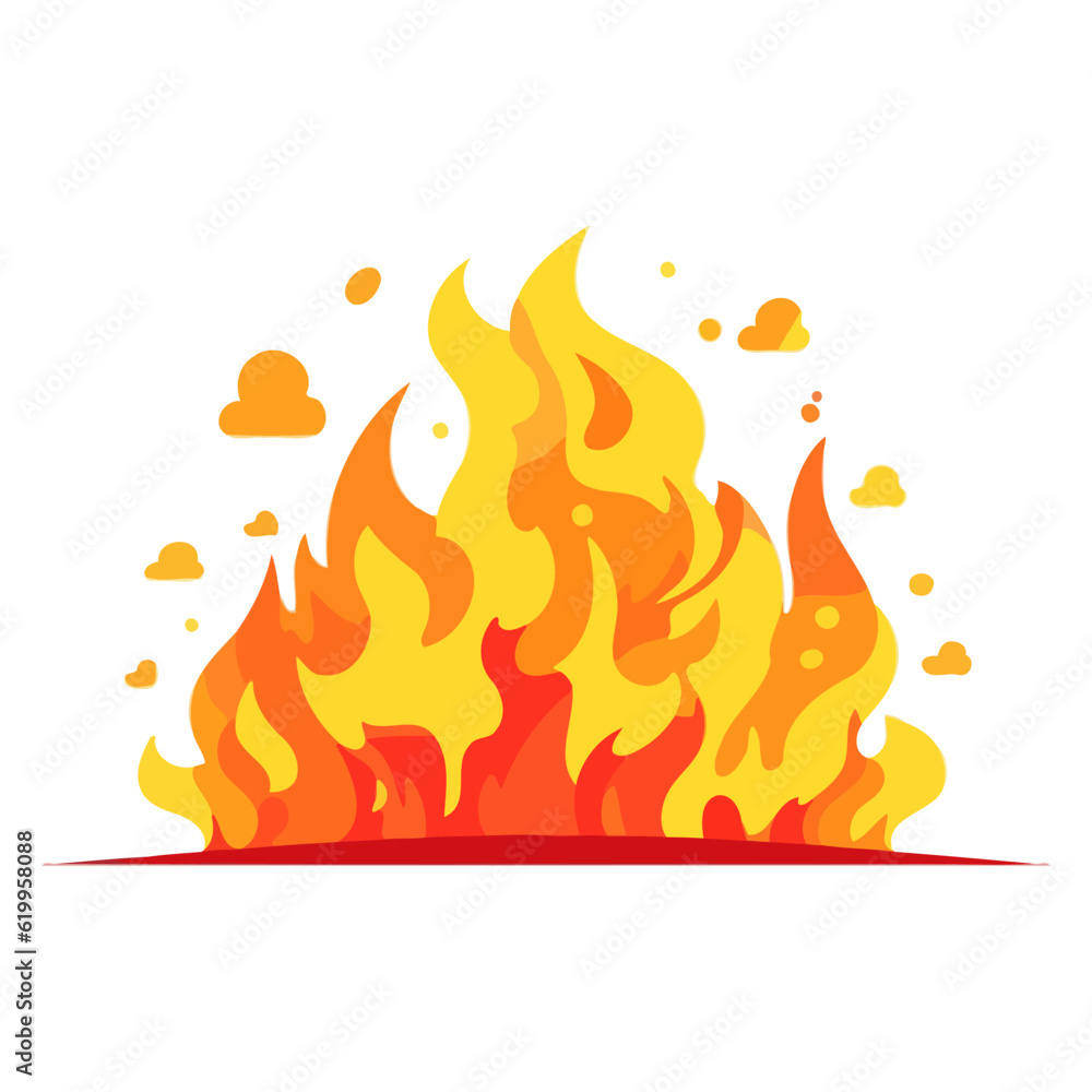 Fire image. Cute cartoon image of bonfire. Vector illustration Stock ...