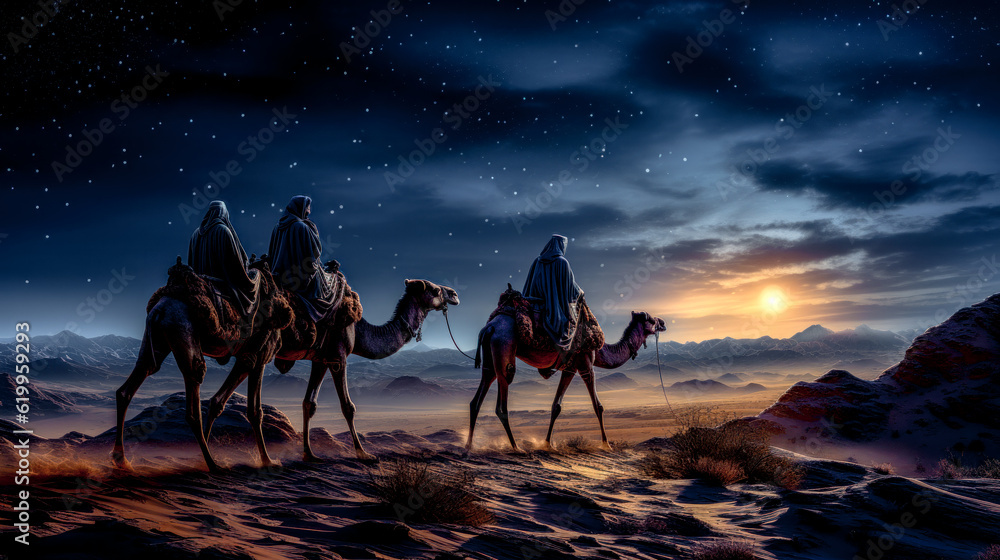 Epiphany Bethlehem Three Wise Men on their Way to Bethlehem Mary and ...
