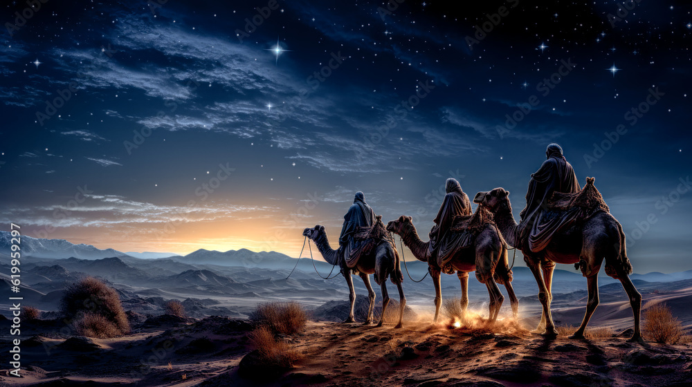 Epiphany Bethlehem Three Wise Men on their Way to Bethlehem Mary and ...