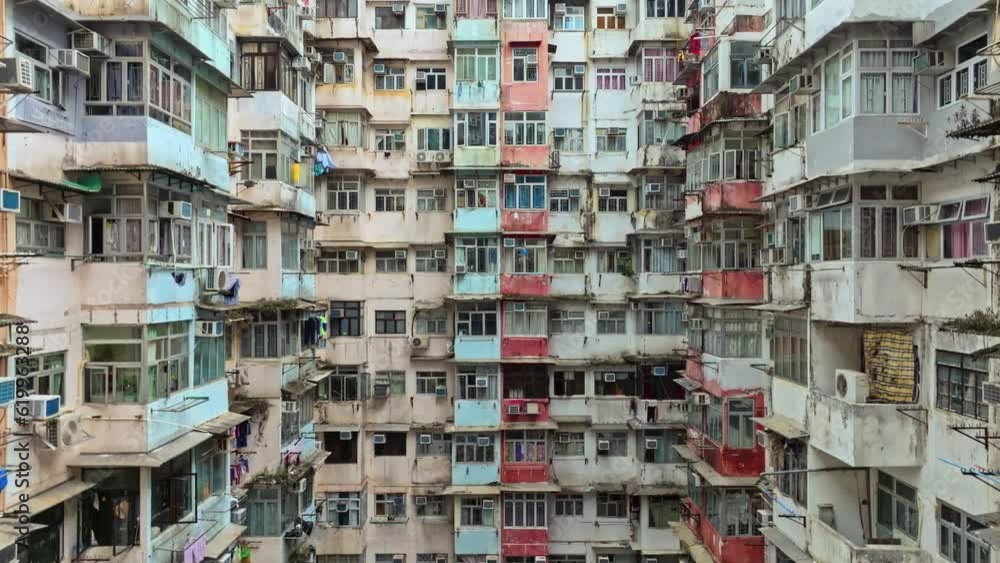 Yick Cheong and Yick Fat old apartment house exterior architecture in ...