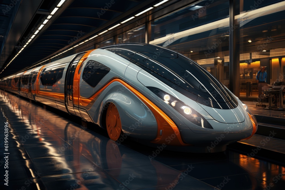 sci-fi futuristic high-speed train of the future Stock Illustration ...