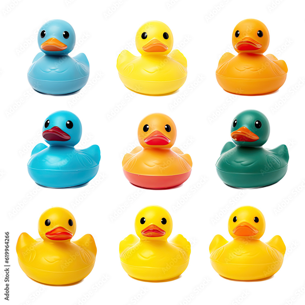 cute Rubber Duckies in sets and groups in various colors, 3d, fun ...