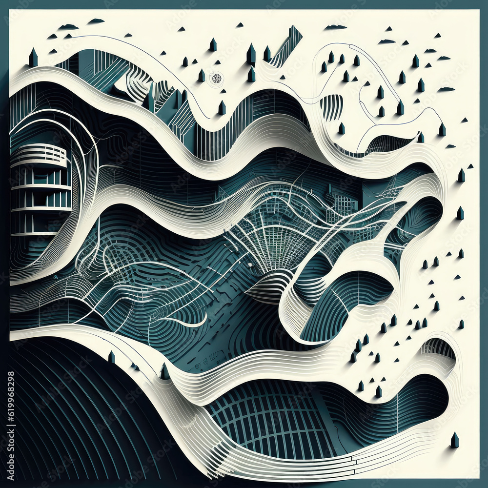 vector line artwork of a city map that highlights beautiful, data ...