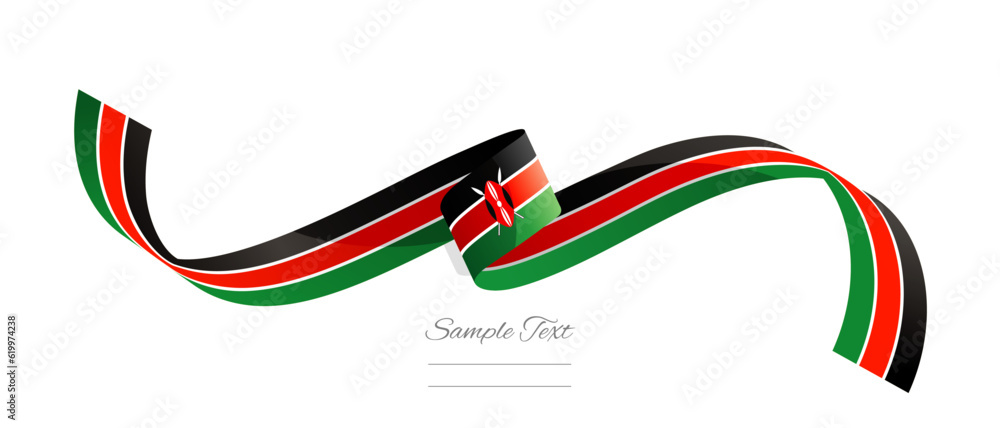 Kenyan flag ribbon vector illustration. Kenya flag ribbon on abstract ...