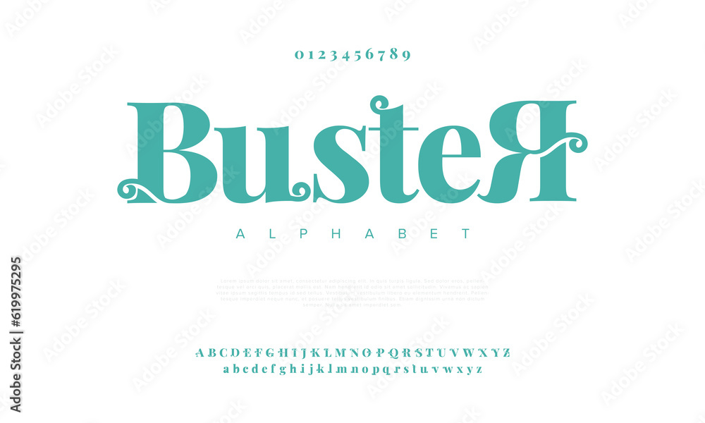 Buster premium luxury elegant alphabet letters and numbers. Elegant ...