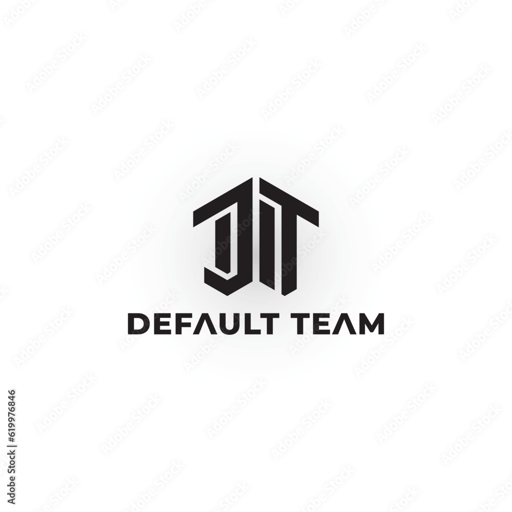 Abstract initial letter DT or TD logo in black color isolated in white ...