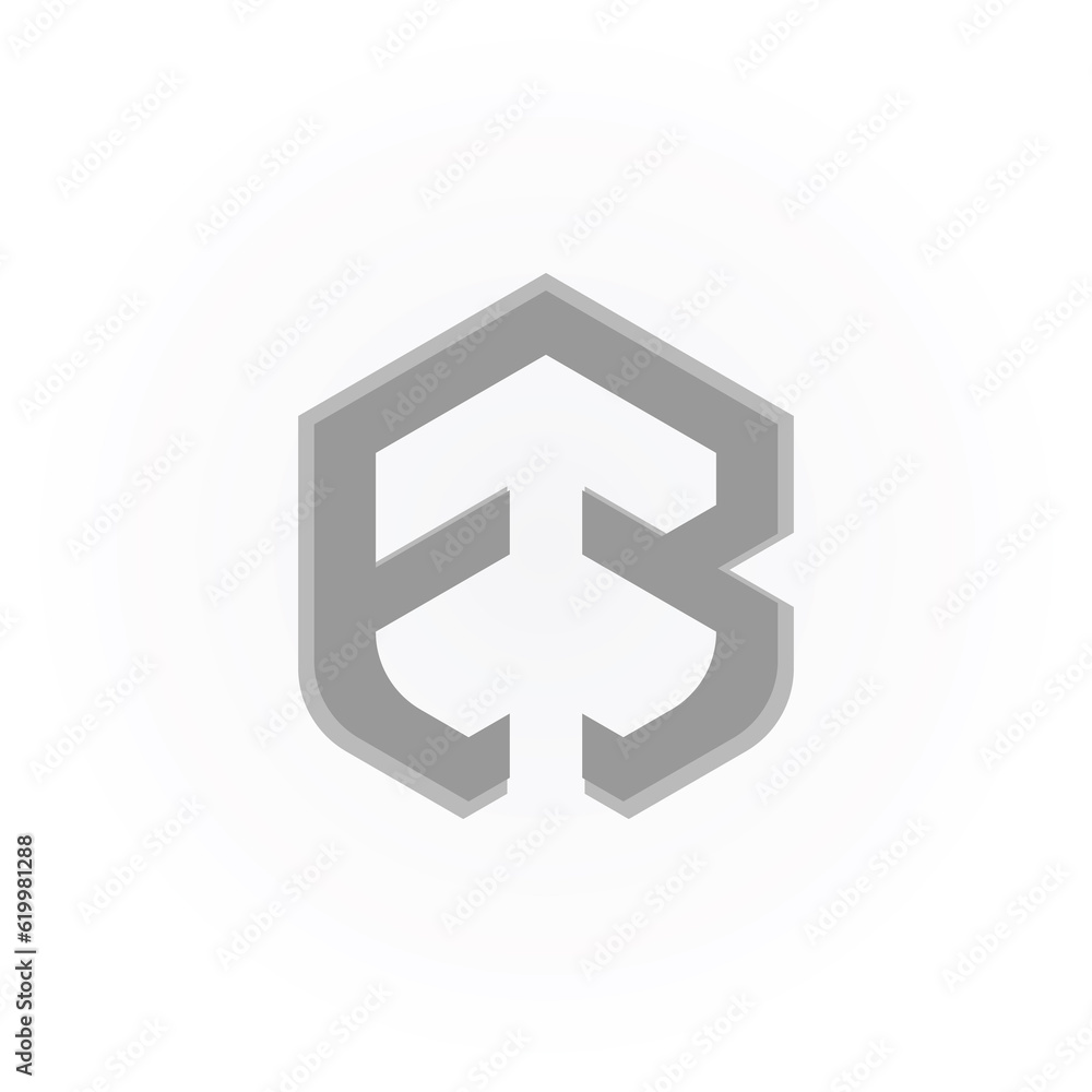 Abstract initial letter EB or BE logo in grey color isolated in white ...