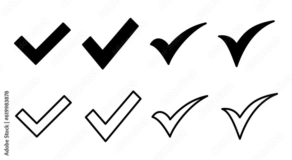 Check mark icon set illustration. Tick mark sign and symbol Stock ...