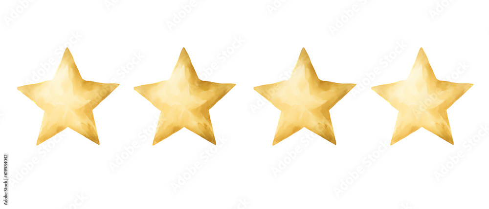 Four Gold Stars, Isolated Watercolor Clipart Illustration, Generative ...