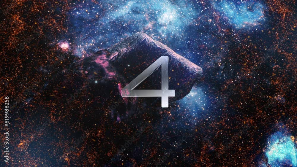 Vidéo Stock Five Second Countdown Timer With Abstract Space Rocks