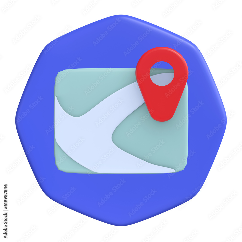 3D icon of the gps location for user interface isolated on a ...