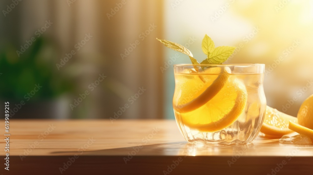 Honey lemon tea ice on black background, with text space can use for ...