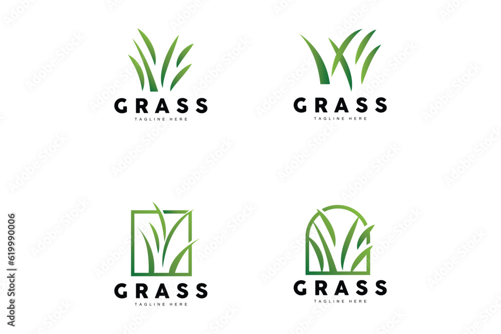 Green Grass Logo Design, Farm Landscape Illustration, Natural Scenery ...
