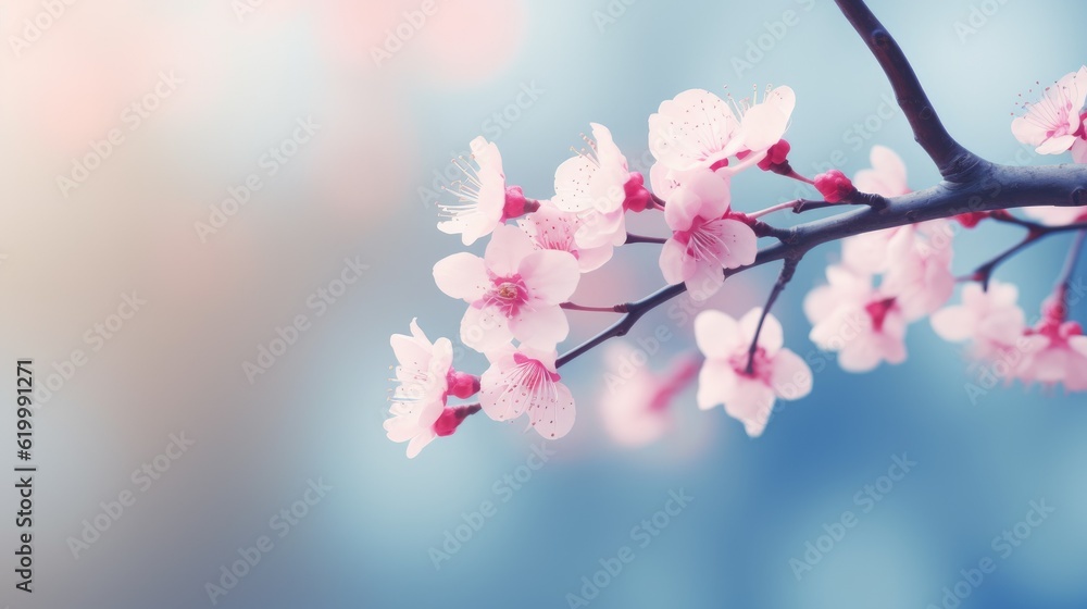 Pink spring background.spring time. Pink flower on a blue background ...