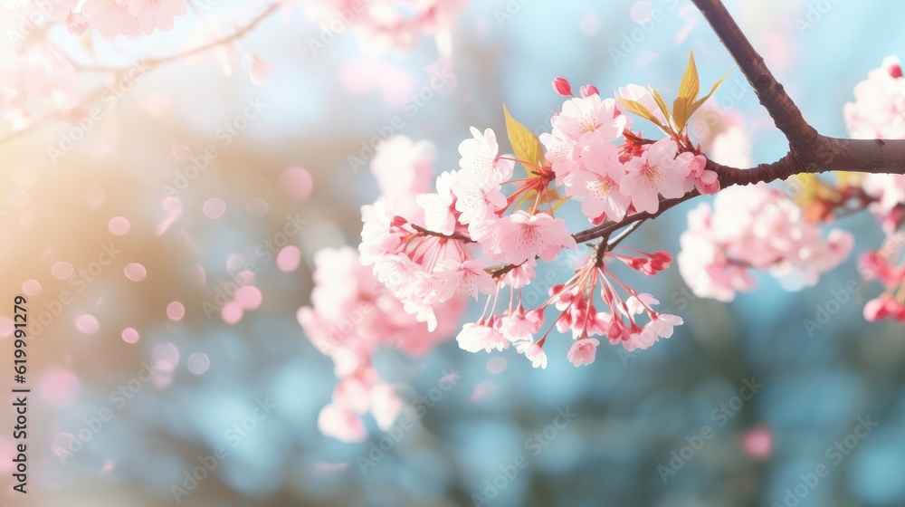 Pink spring background.spring time. Pink flower on a blue background ...