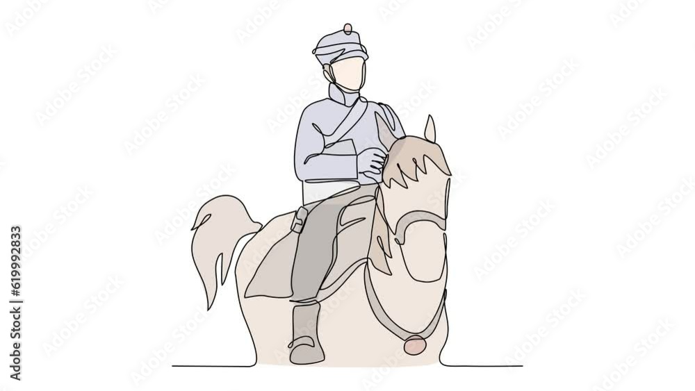 Vidéo Stock One continuous line drawing of illustration of a soldier ...
