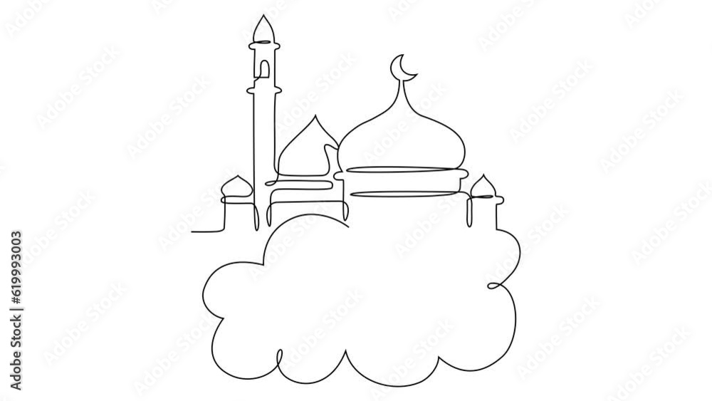 Animated self drawing of single continuous line draw for Islamic New ...