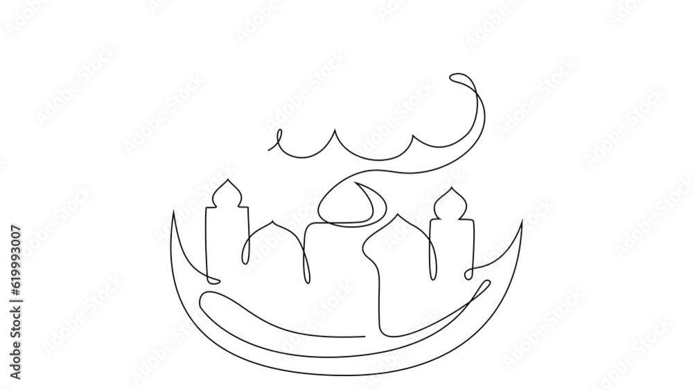 Animated self drawing of single continuous line draw for Islamic New ...