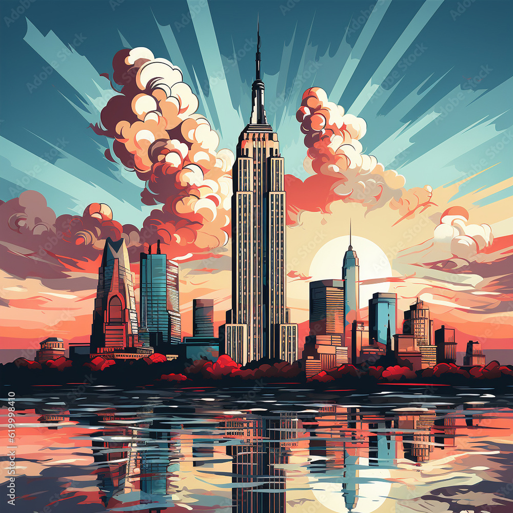 A stunning vector icon of the [Empire State Building], designed in a ...