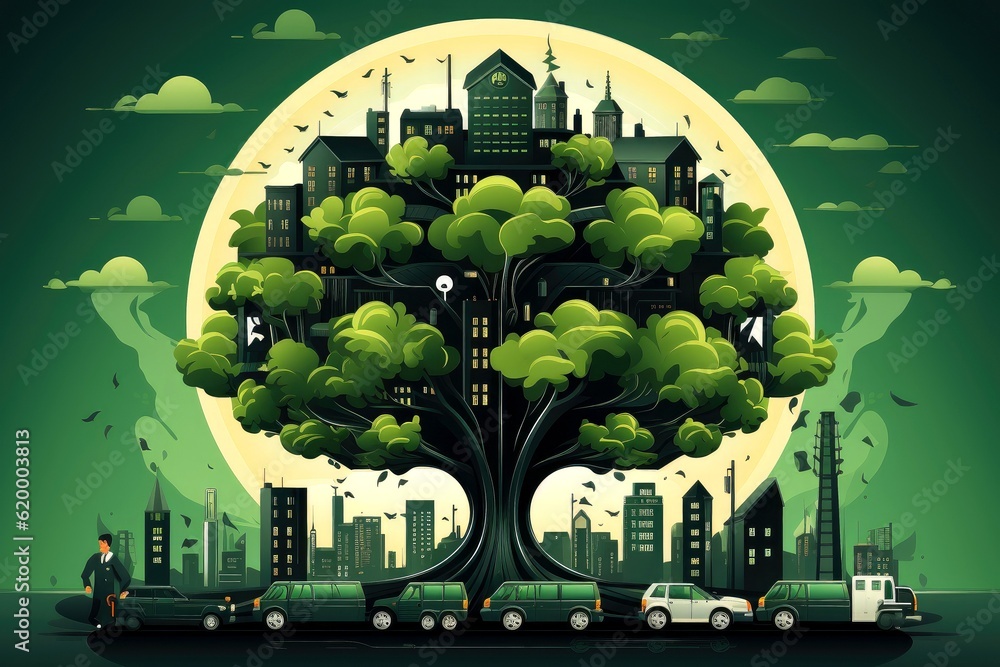 llustration images, Ecosystem restoration, environment day concept tree ...