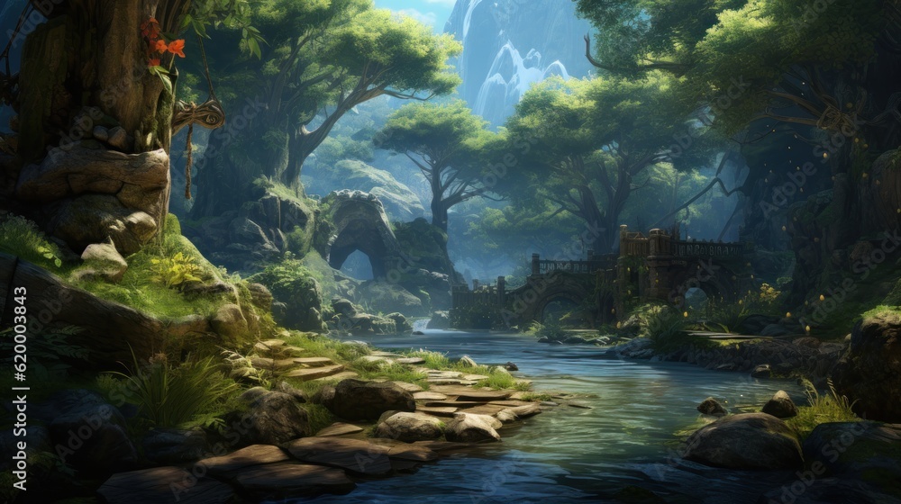 MMORPG Game Art Environment Stock Illustration | Adobe Stock
