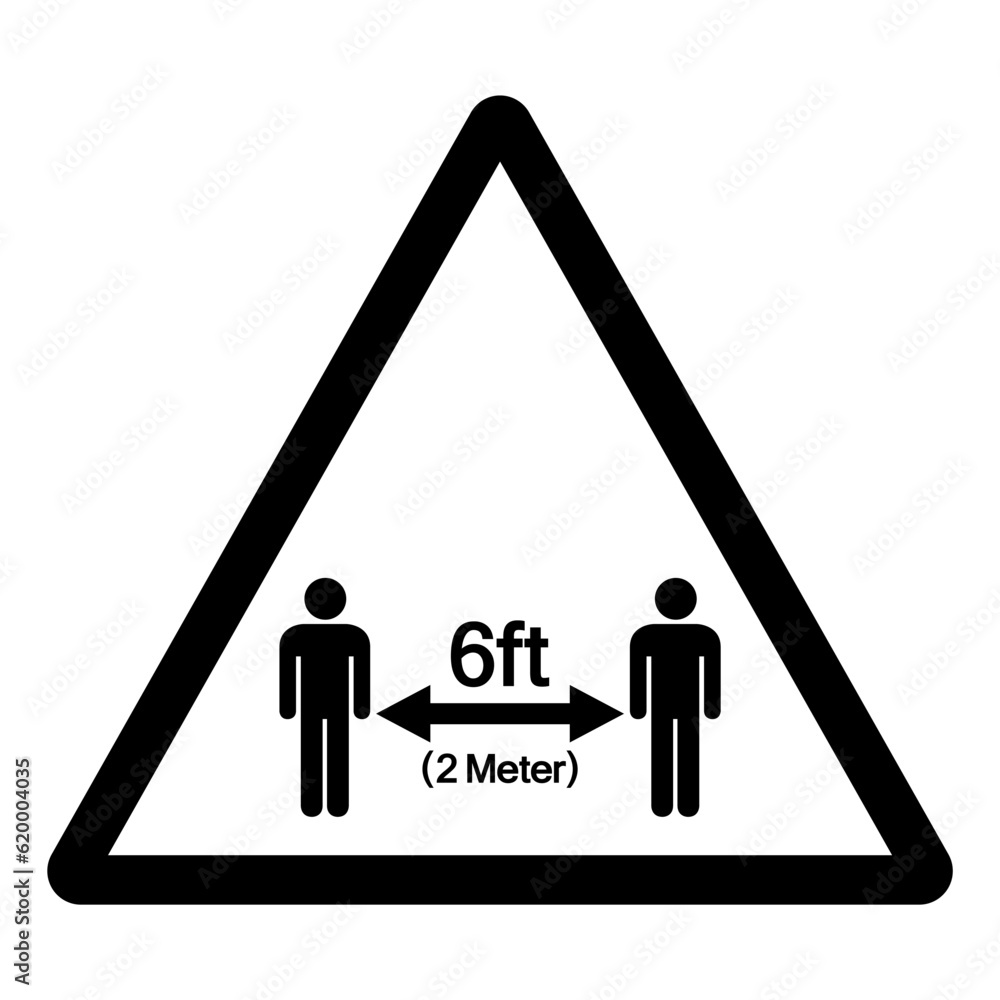 Vetor de Warning Keep Your Distance 6ft Observe Social Distance ...