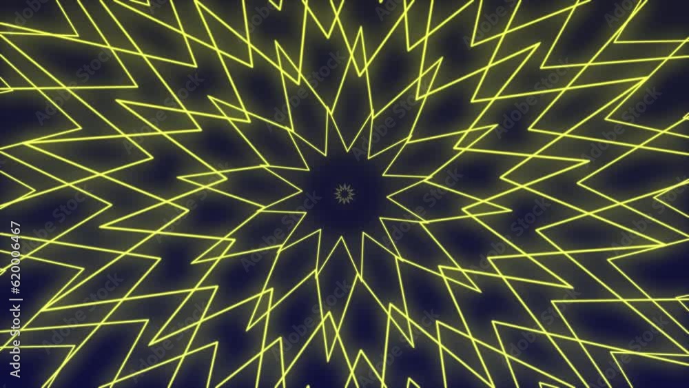 Repeated yellow multipoint star shape looping animation background. 2D ...