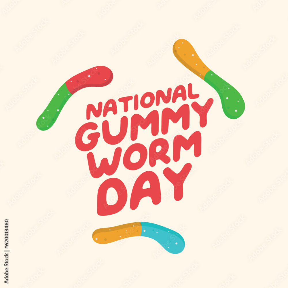 national gummi worm day design template for celebration. gummi vector ...